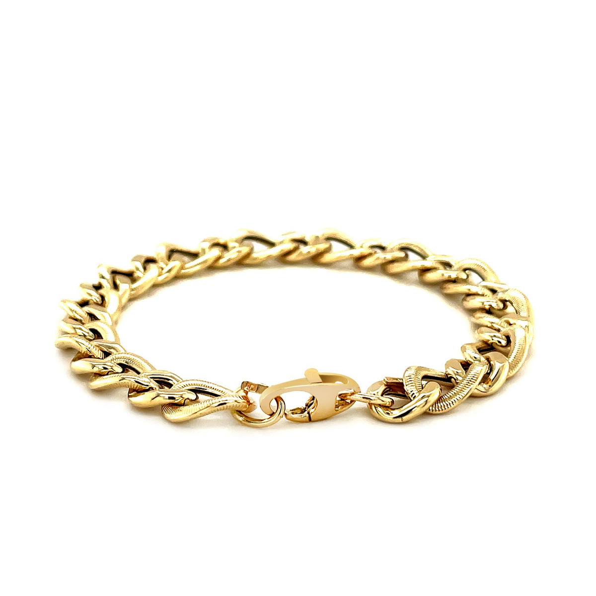 14k Yellow Gold Curb Chain Design with Diamond Cuts Bracelet – Oath Jewelry