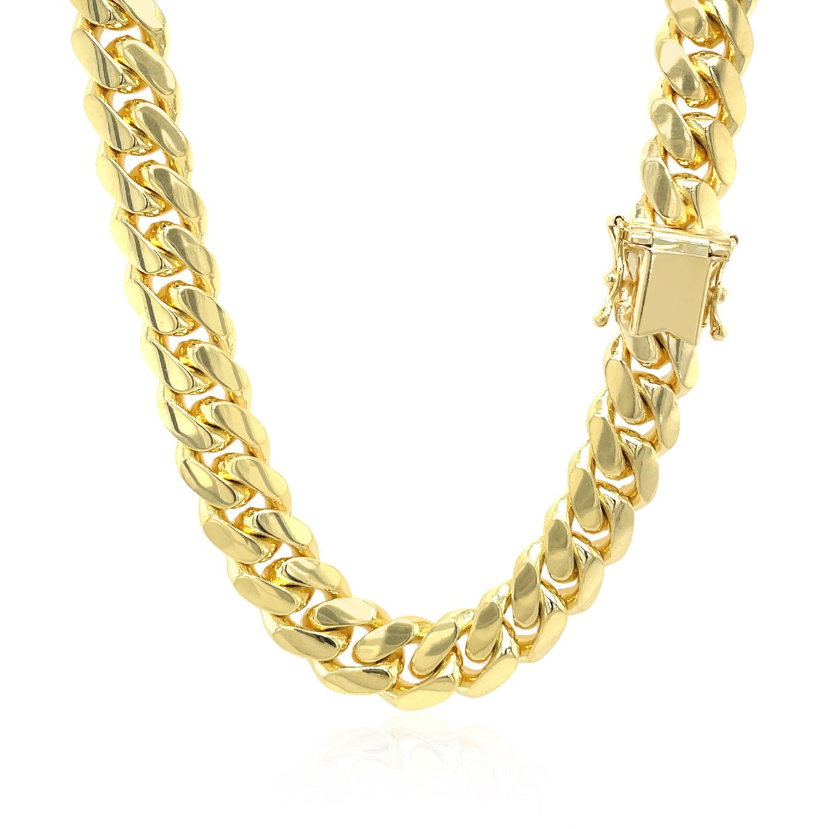 9.25mm 14k Yellow Gold Classic Miami Cuban Solid Chain – Oath Jewelry
